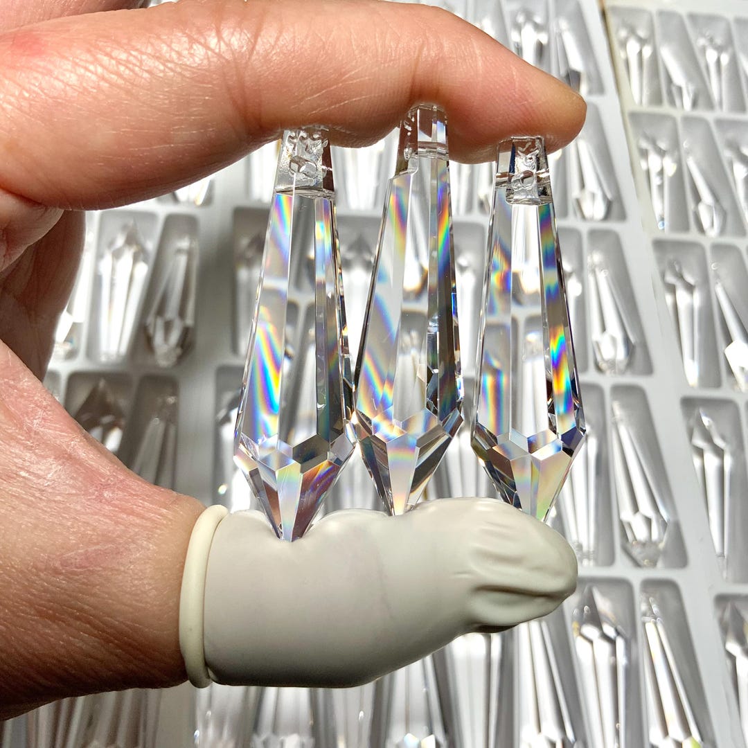 2 Inch Large Clear Icicle Crystals for Suncatcher 50mm Fully Leaded ...