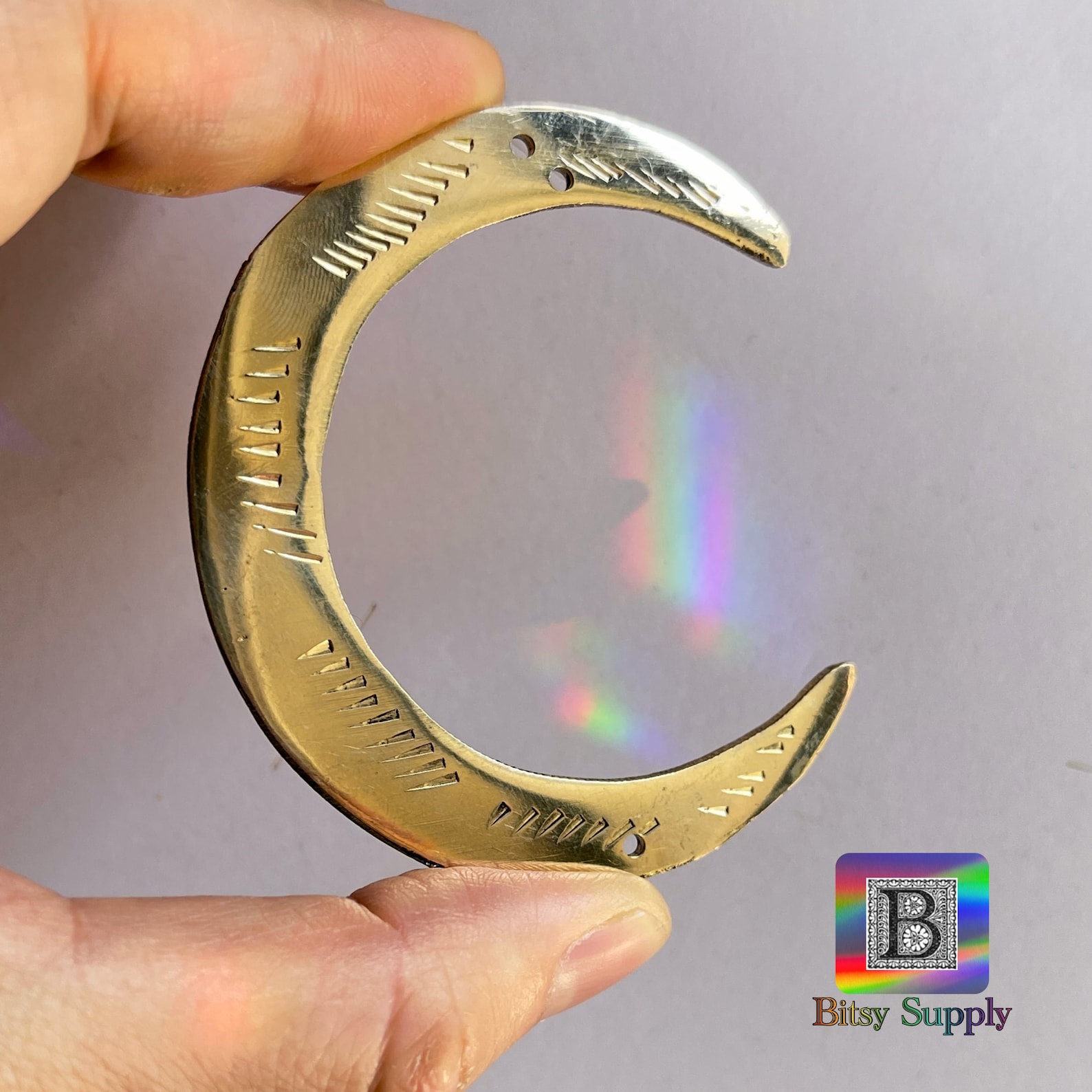 Brass Moon Suncatcher Frame 2.5-inch 65mm Pre-drilled With Three Holes ...