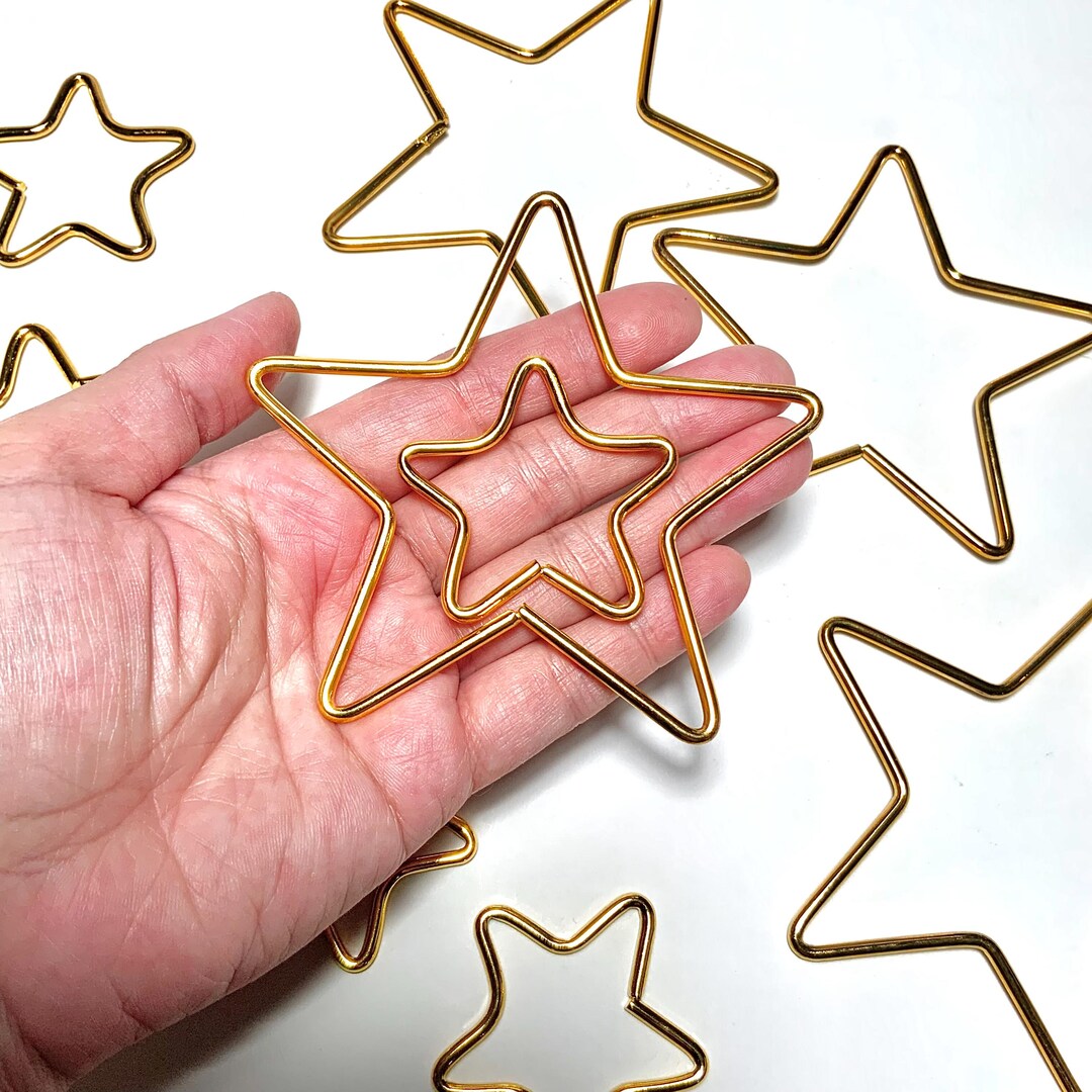 Choose Size- Shiny Gold Star Frame for Suncatcher, Bulk Star Macrame ...