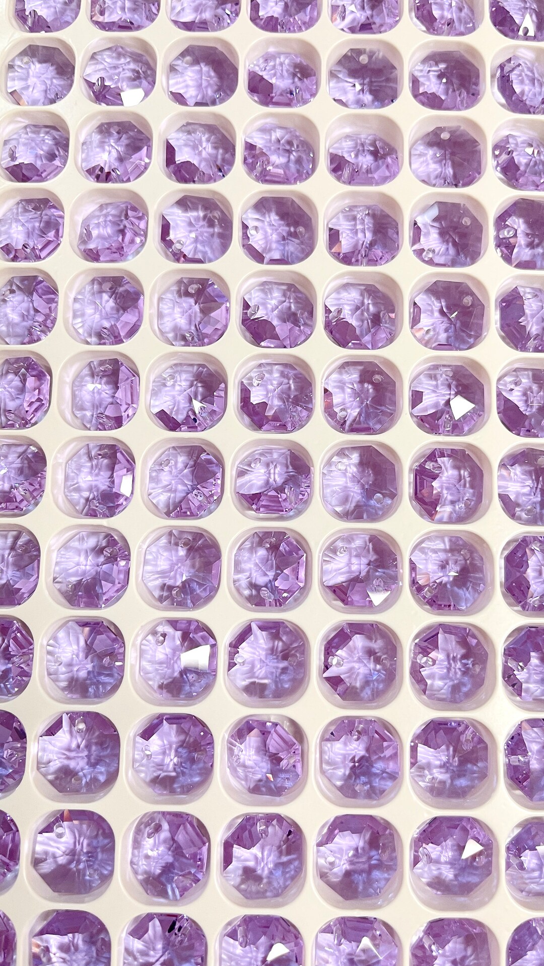 14mm Fancy Octagon 2-hole Violet Prism for Sun Catcher Uncoated Colored ...