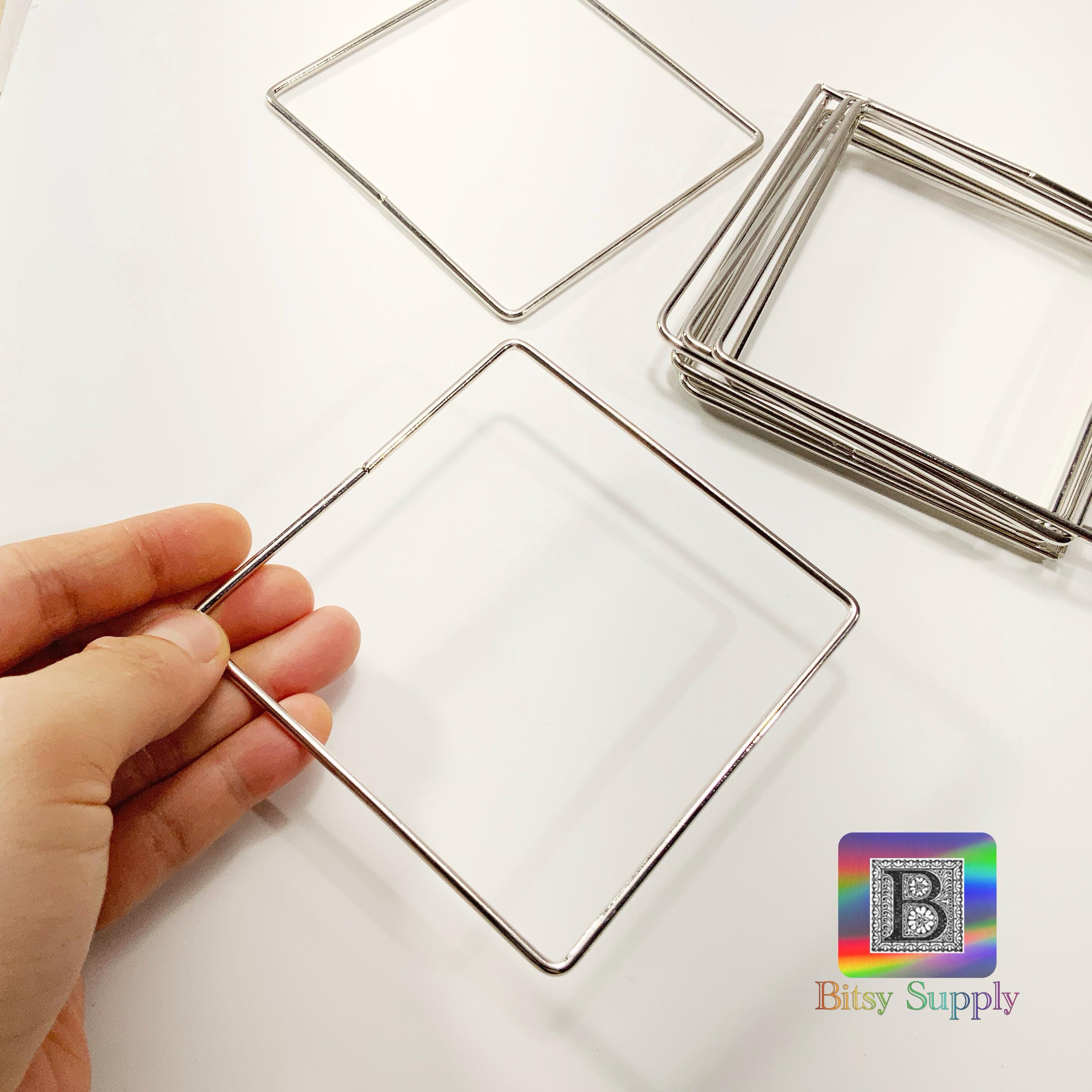 4-inch Square Metal Suncatcher Frame | Set of 4 Silver Metal Diamond ...