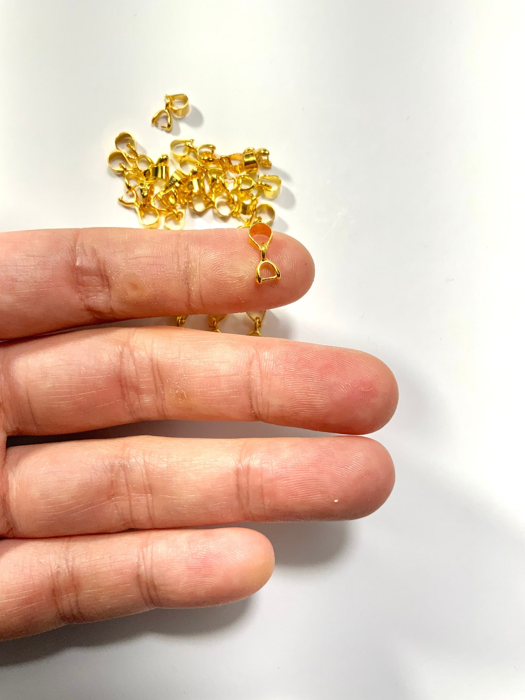 Extra Tiny Gold Pinch Bail With Hoop for Small Crystal Teardrop Beads ...