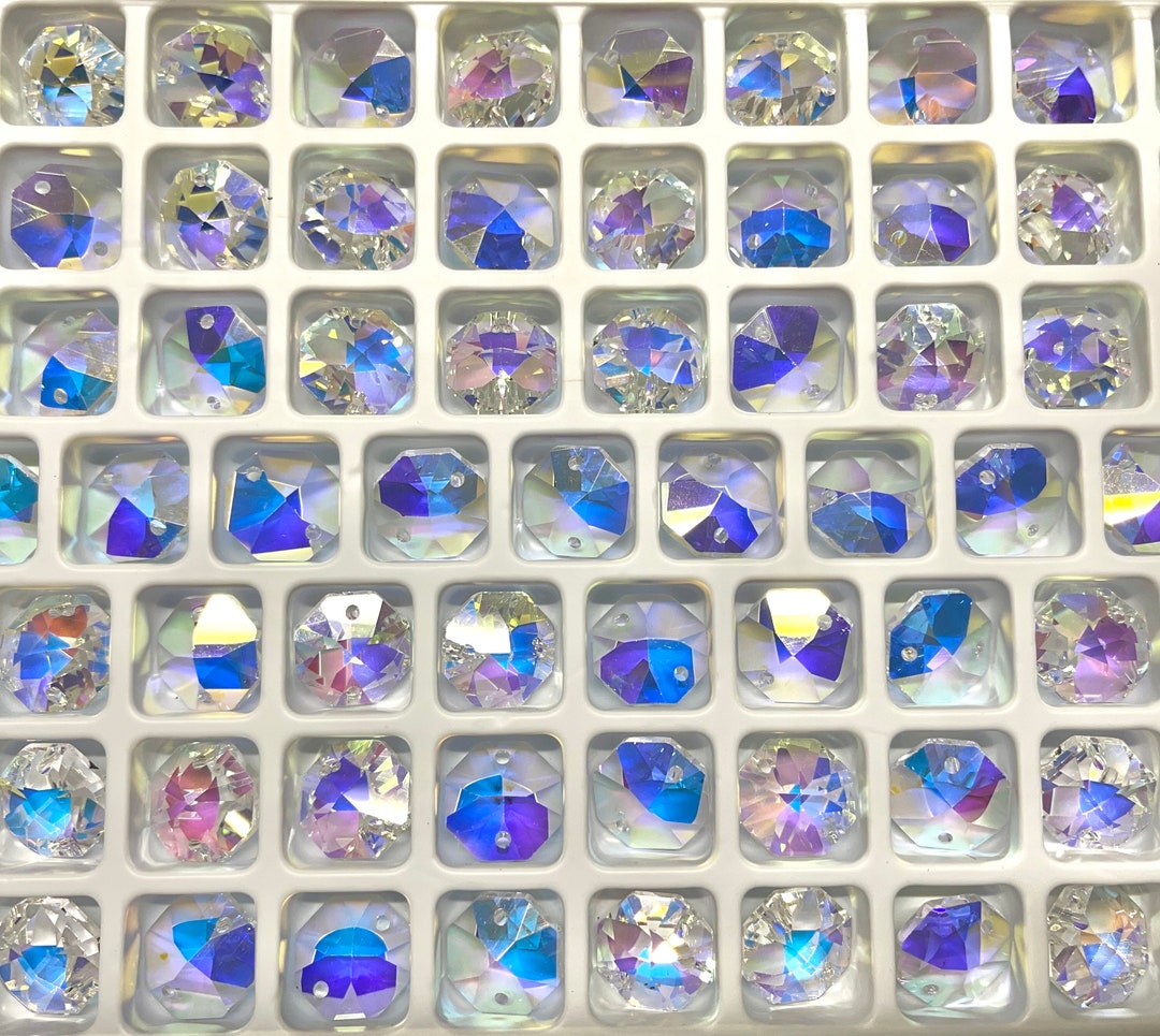 14mm Octagon Prism for Sun Catcher 2-hole Aura Small Crystal Octagon AB ...