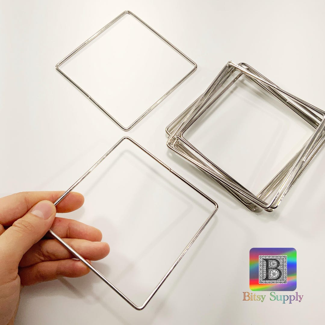 4-inch Square Metal Suncatcher Frame | Set of 4 Silver Metal Diamond ...