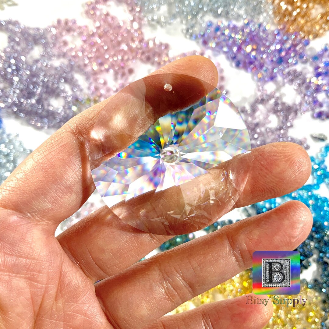 45mm Clear 1-hole Crystal Disc Sun Catcher Prisms for Windows 30% ...