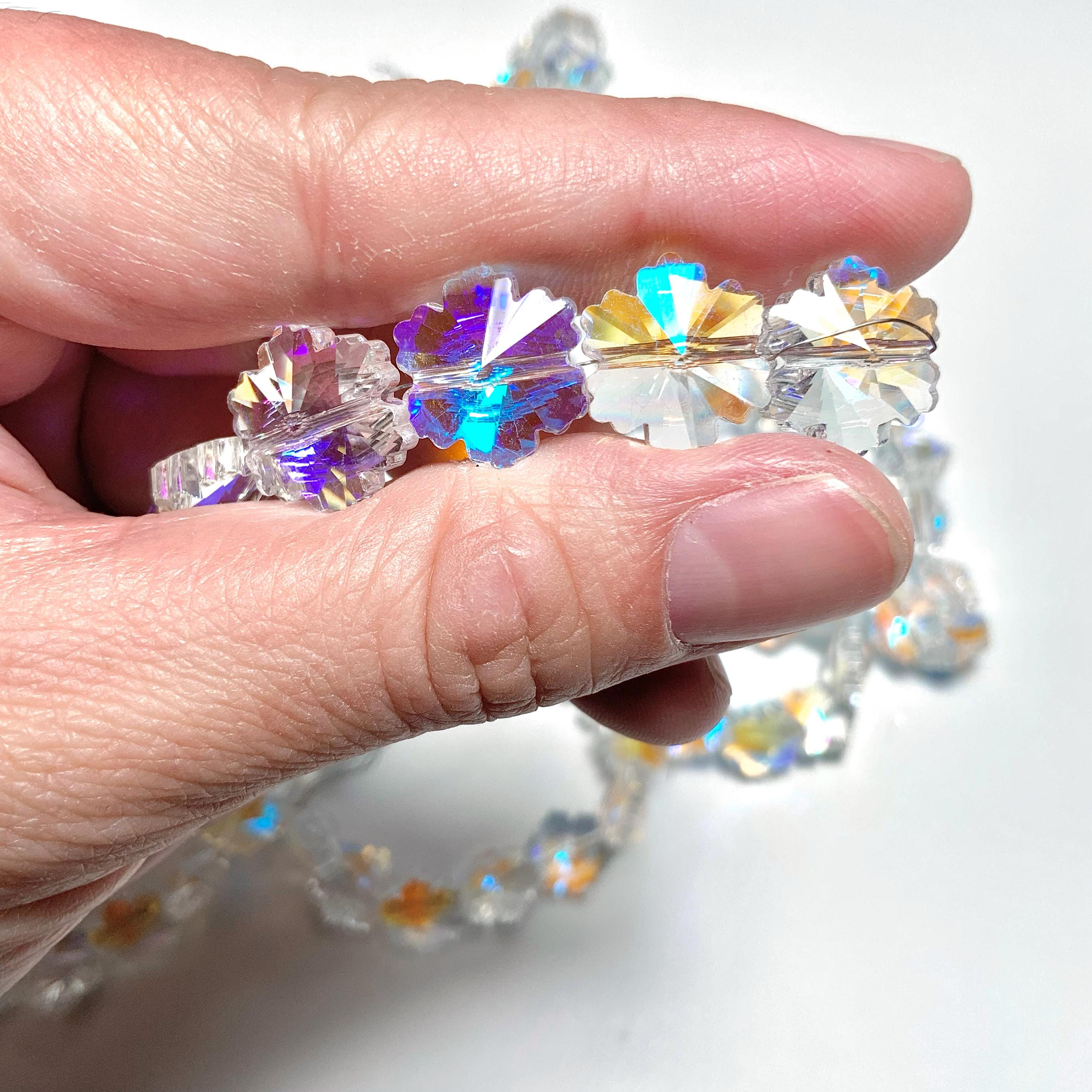 14mm AB Snowflake Crystal Beads, Approx 15 Inch Strand, Center Drilled ...