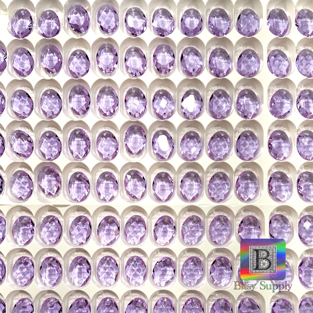 18mm Violet Oval Crystal Connector Beads for Chandeliers Purple ...