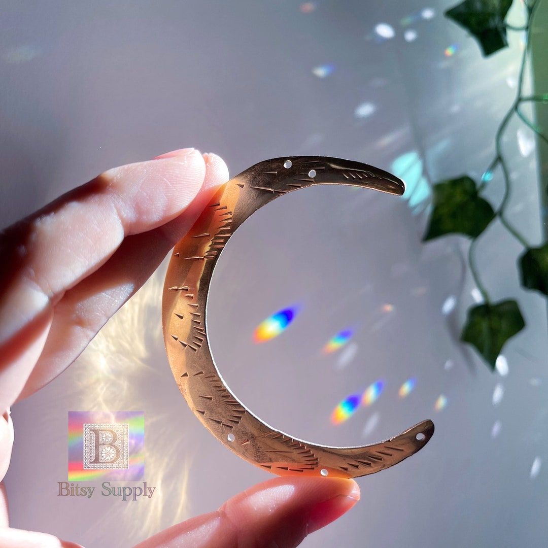 Brass Moon Suncatcher Frame 3-inch 77mm Pre-drilled With Five Holes for ...