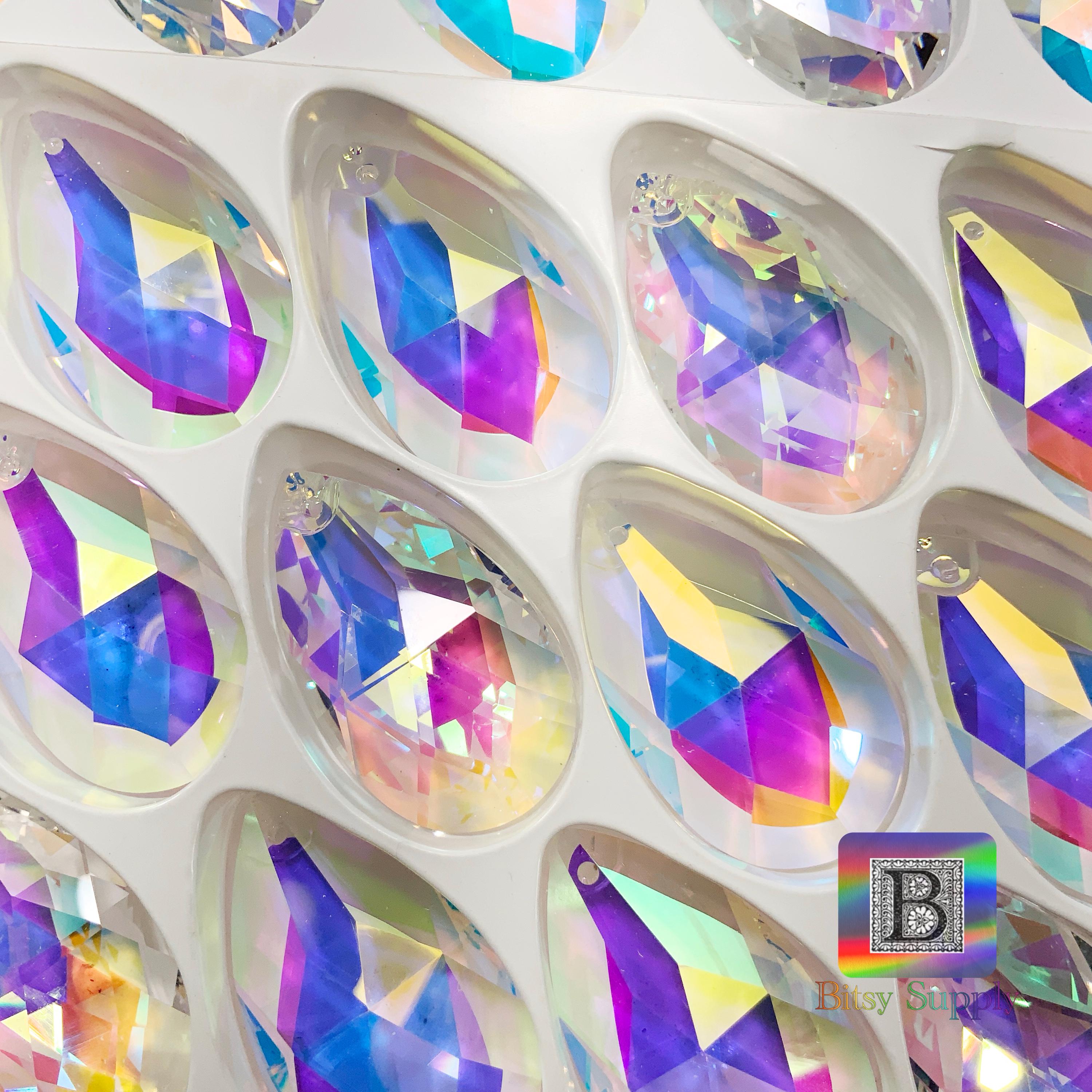 50mm Large AB Crystal Teardrop - 2-inch Faceted Sun Catcher Crystal ...