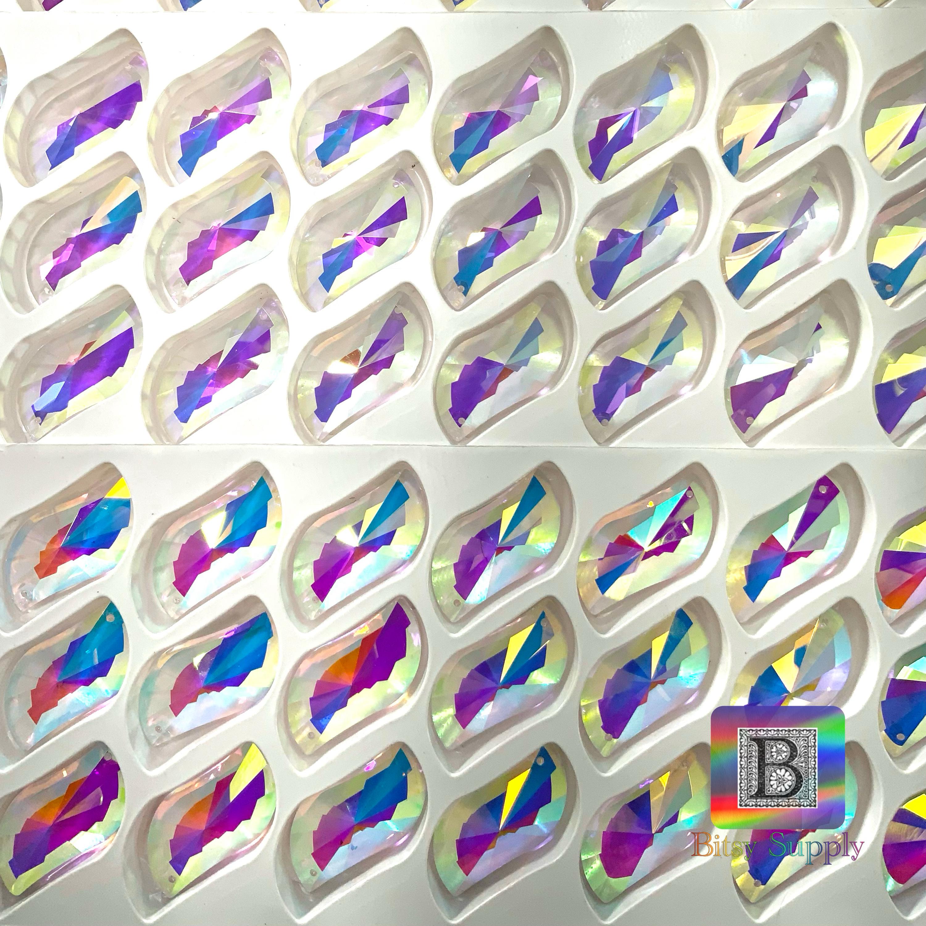 50mm Large AB Swing Crystal, 2-inch Faceted Wavy Teardrop, Aura Crystal ...