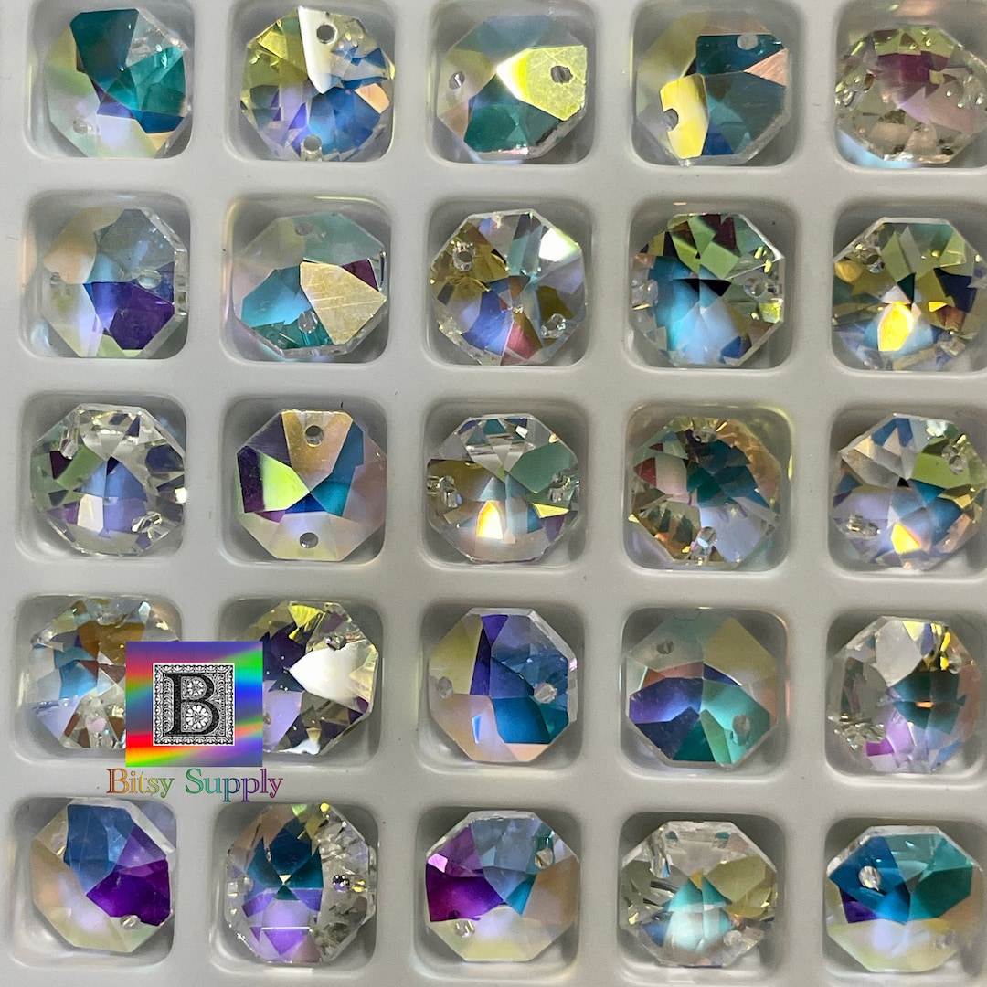 12mm Octagon Prism for Suncatcher 2-hole Aura Small Crystal Octagon AB ...
