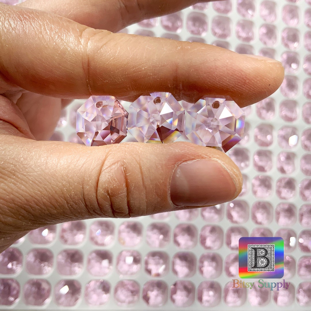 14mm Fancy Octagon 1-hole Rosaline Crystals for Suncatcher Uncoated ...