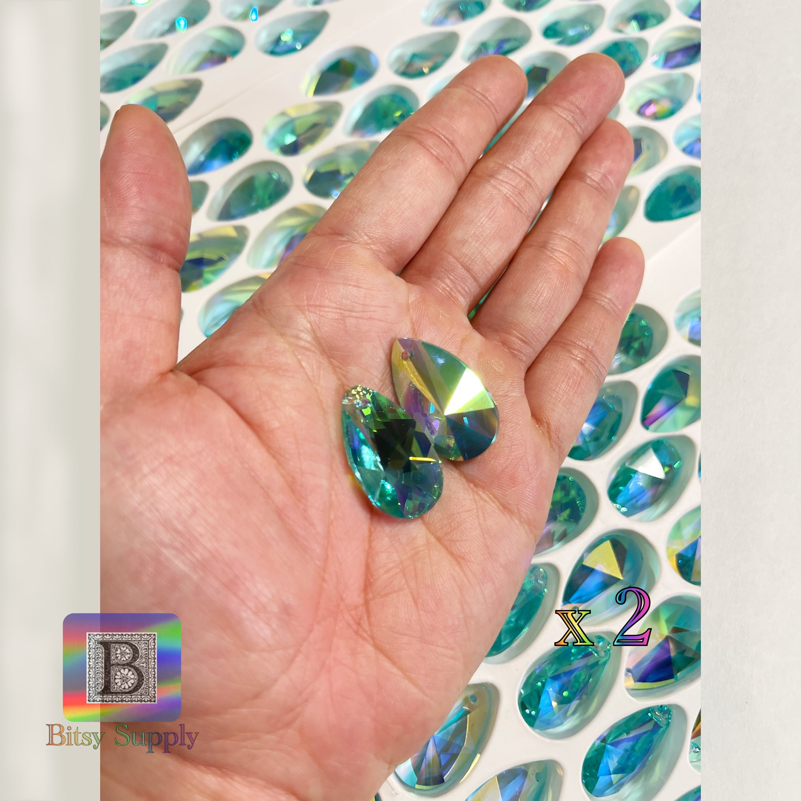 28mm Ocean Aura Teardrop Prism for Sun Catcher 1.25 Inch AB Antique ...