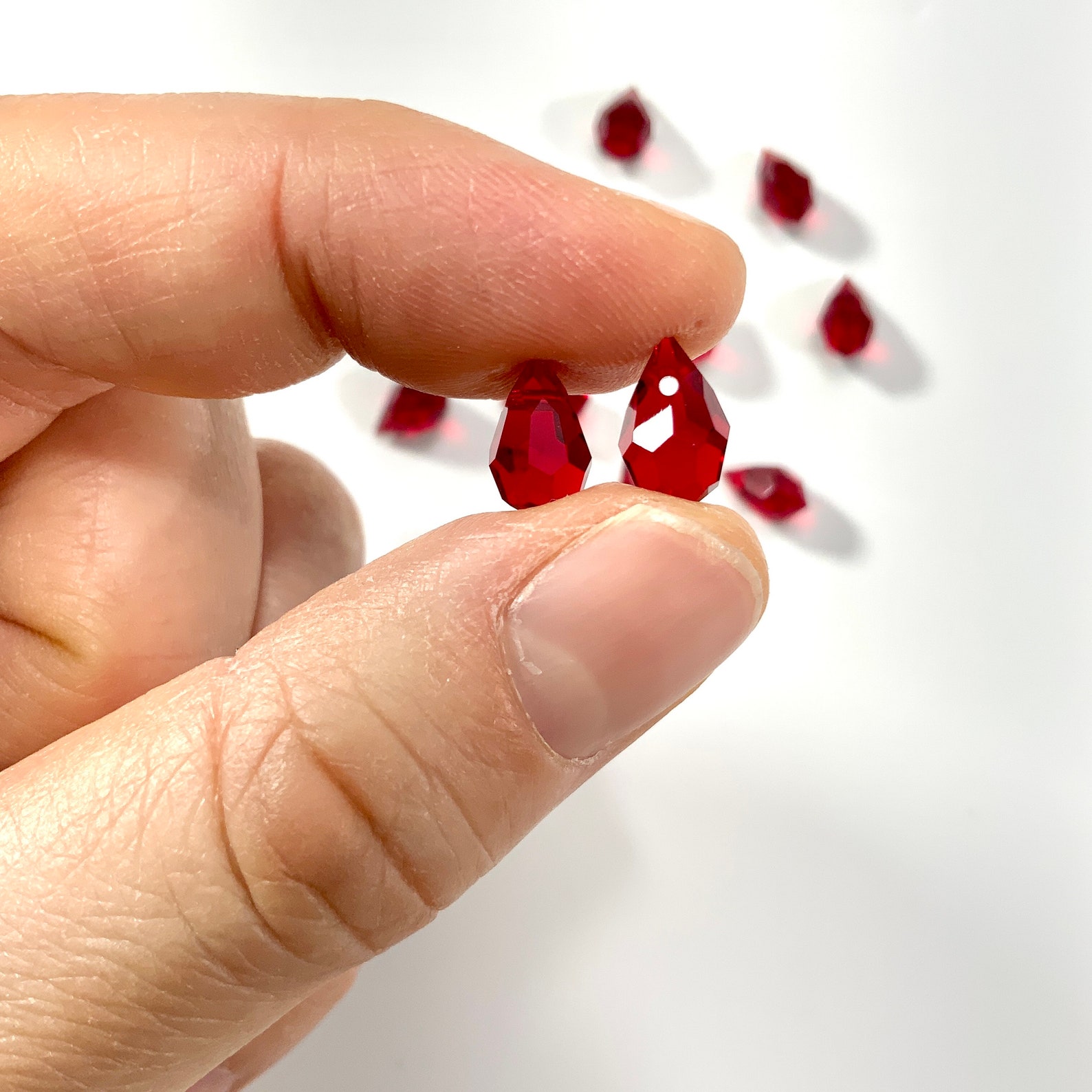 10x6mm Dark Red Drop Prisms Bulk Crystals for Suncatcher Siam Glass ...