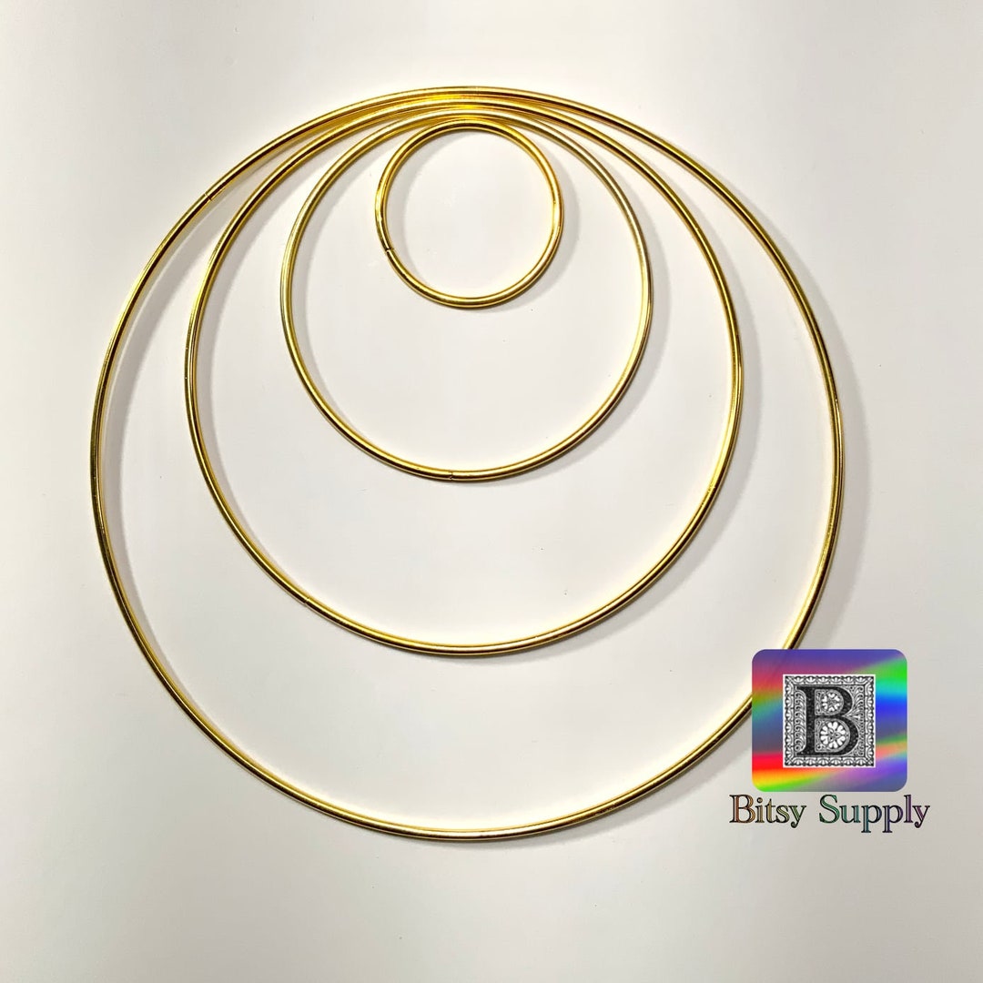 Set of 4 Metal Ring Suncatcher Frames | 2, 4, 6, and 8-inch Gold Hoops ...