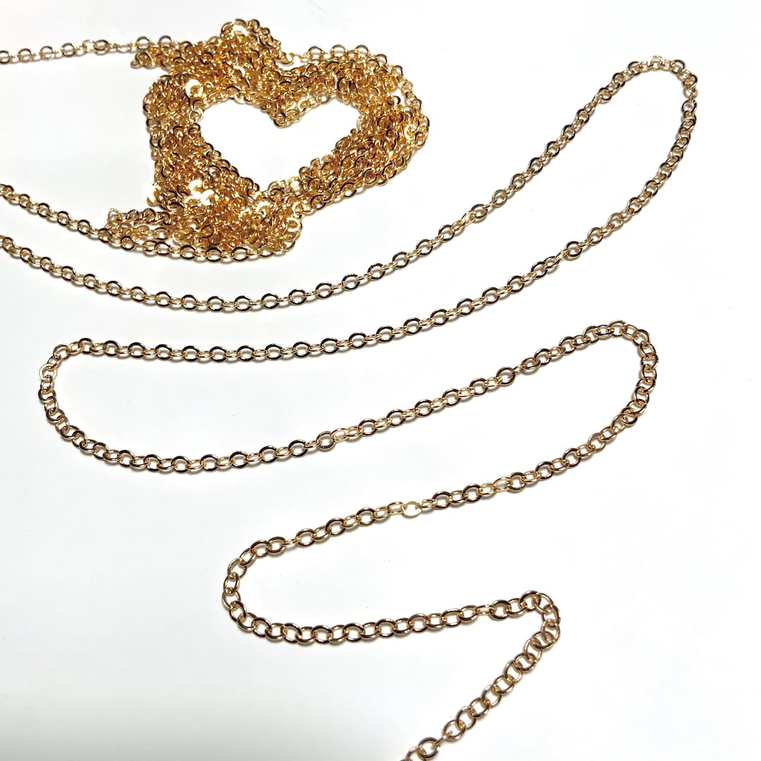 3.5mm Sparkly 18k Gold-plated Flat Cable Chain- Soldered/closed Link ...