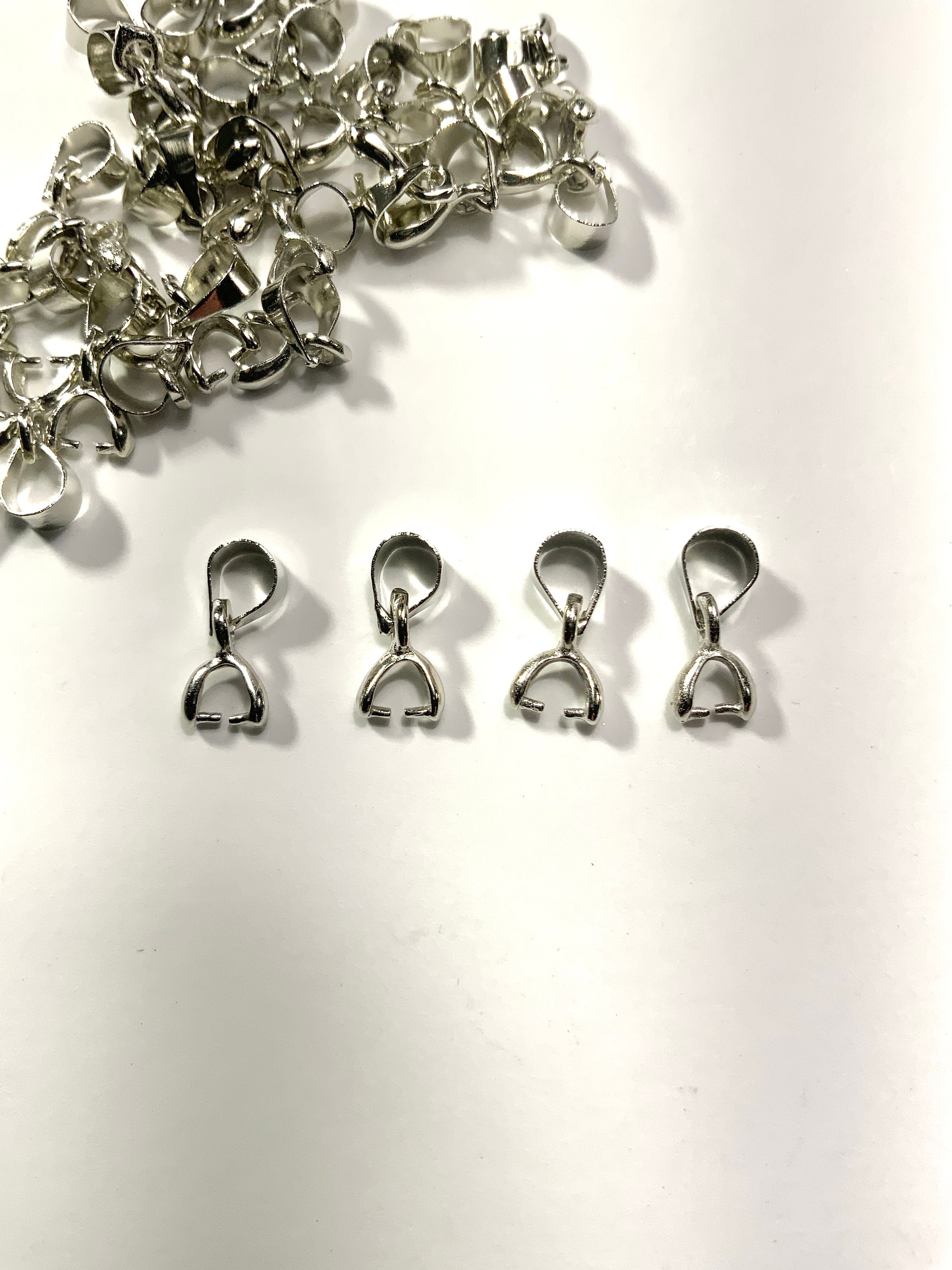Extra Tiny Silver Pinch Bail With Hoop for Small Crystal Teardrop Beads ...
