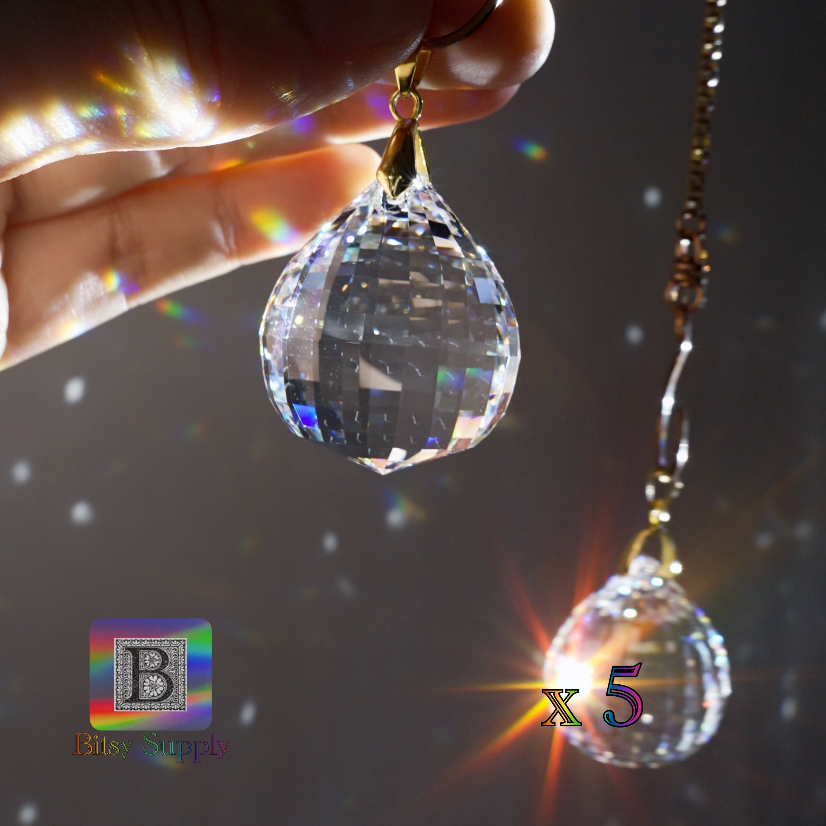30mm Faceted Crystal Ball for Suncatchers Clear Step Cut Window Prisms ...