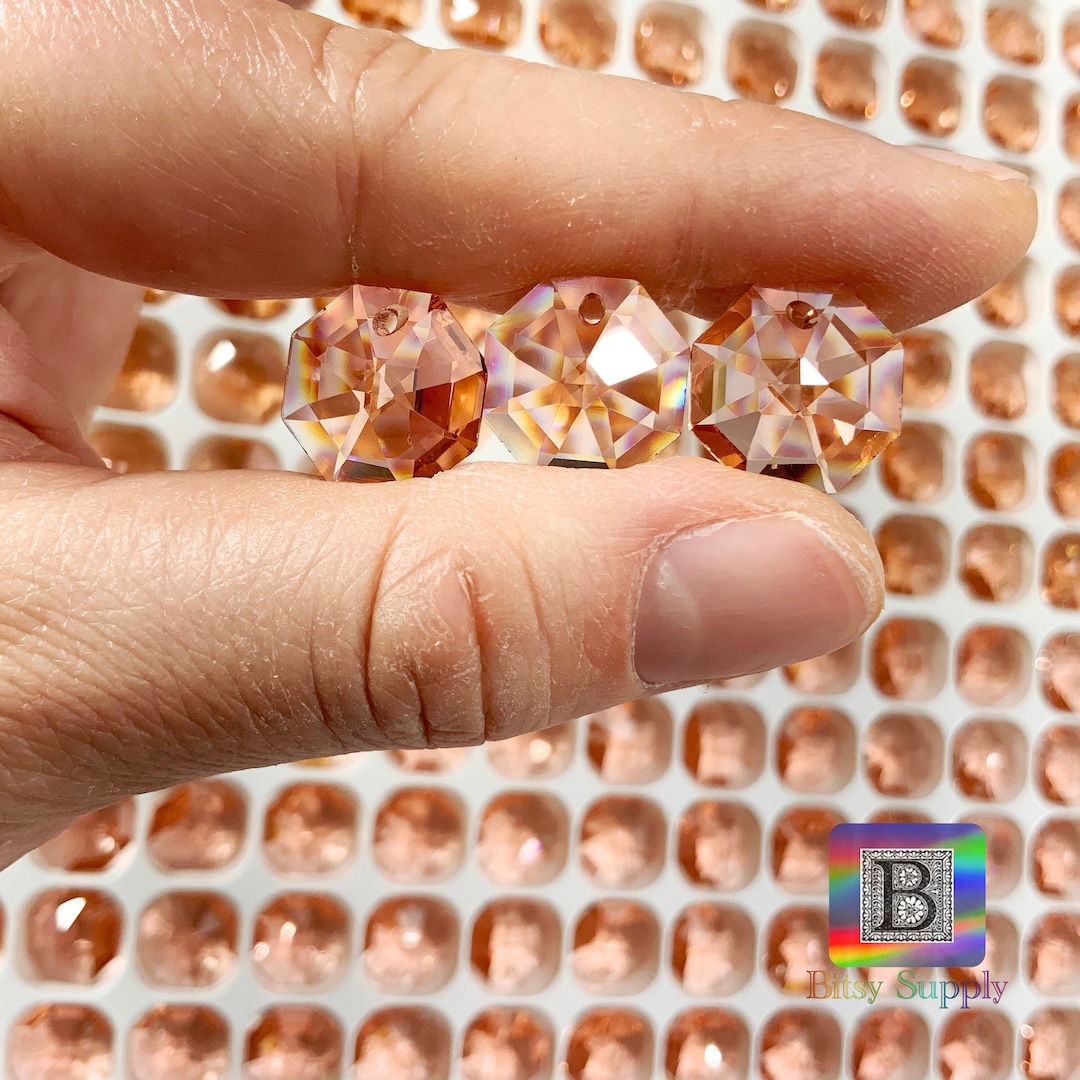 14mm Fancy Octagon 1-hole Peach Prism for Sun Catcher Colored Small ...