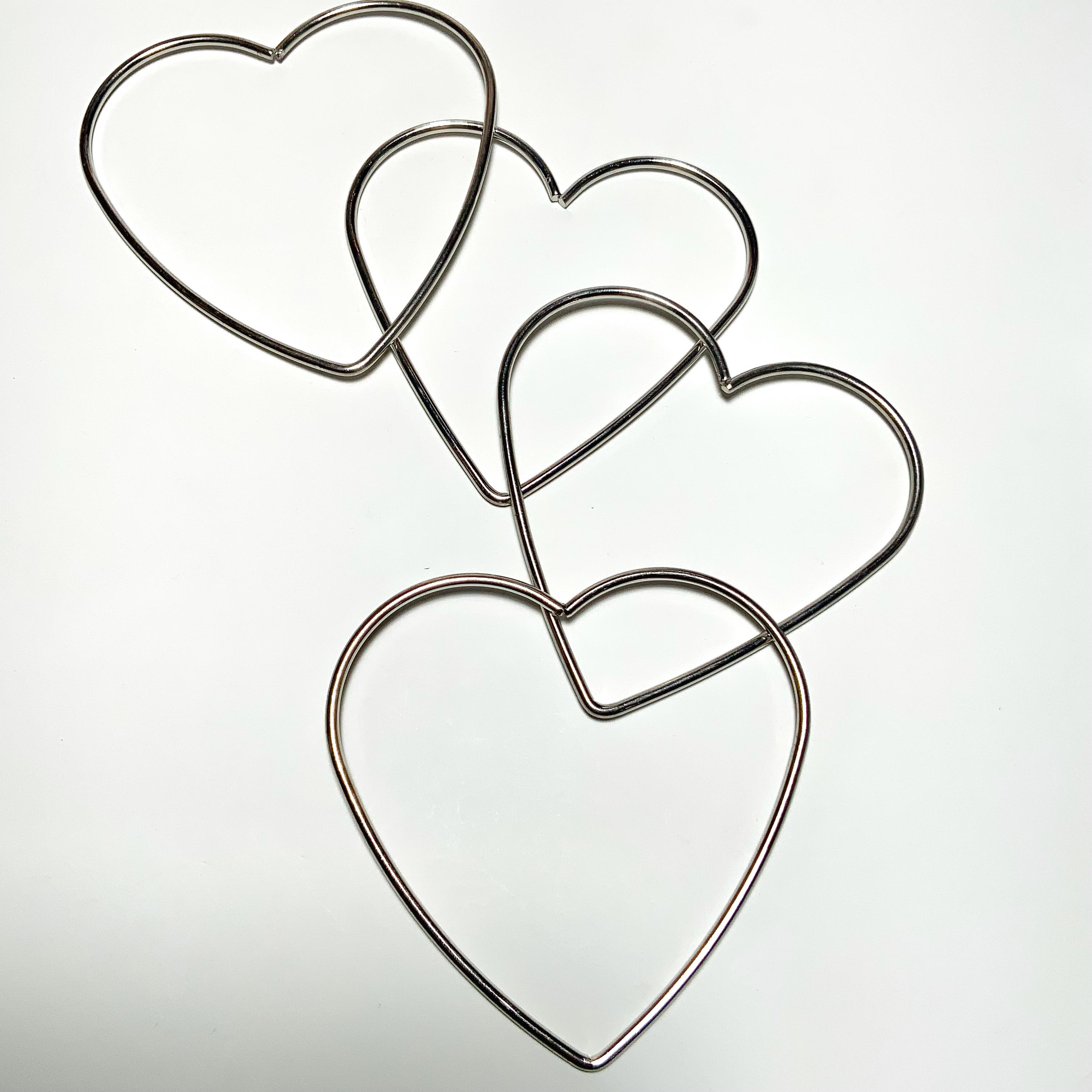 Choose Size- Shiny Silver Heart Frame Suncatcher, Bulk Heart Macrame ...