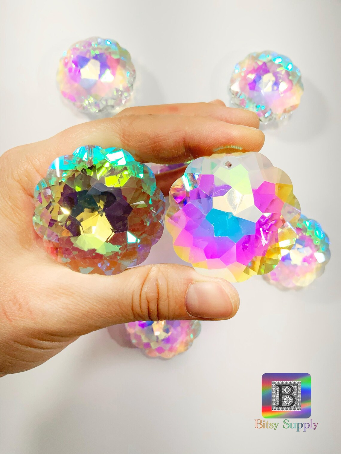 45mm AB Flower Disc Sun Catcher Prisms for Windows | DIY Bulk ...
