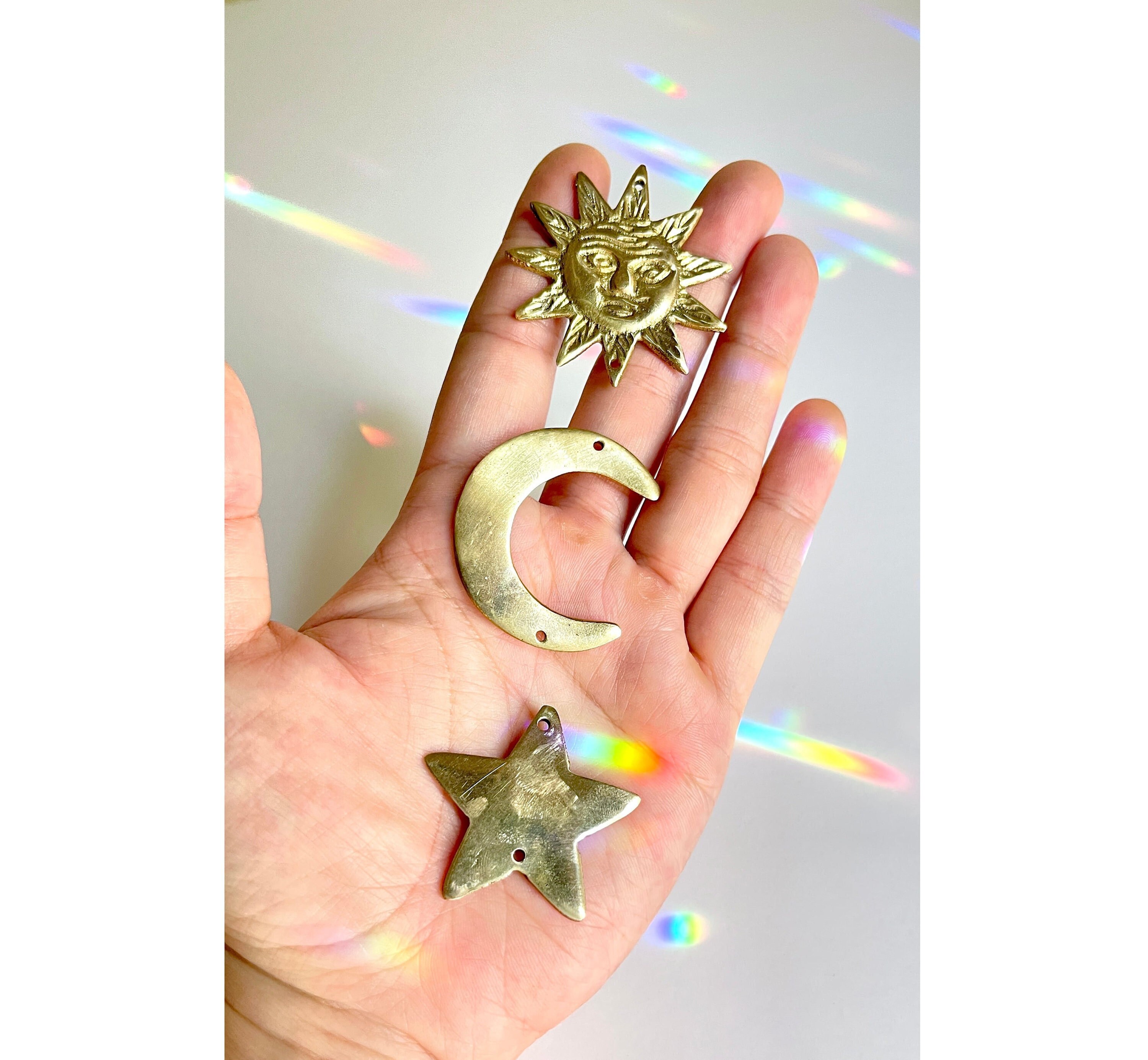 Brass Sun Moon Star Set Suncatcher Frame 1.75-inch 38-45mm - Etsy