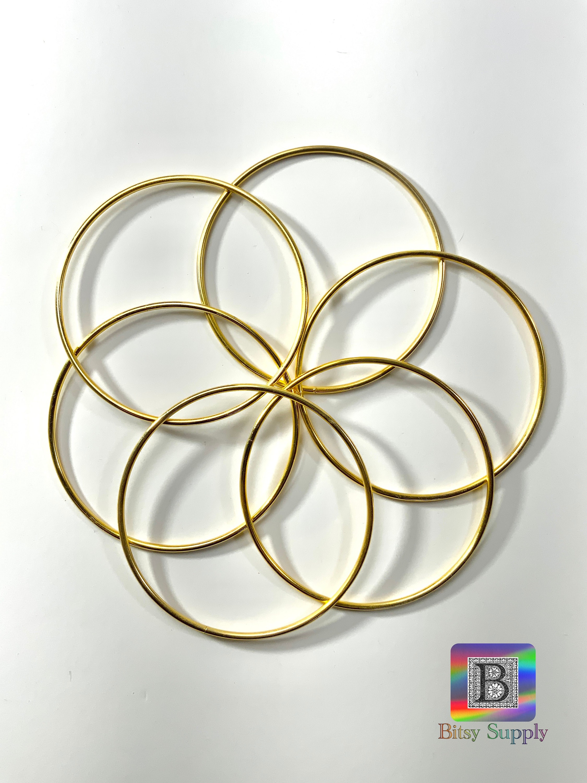 4" Metal Ring Suncatcher Frame | Set of 4 Gold Colored Macrame Hoops ...