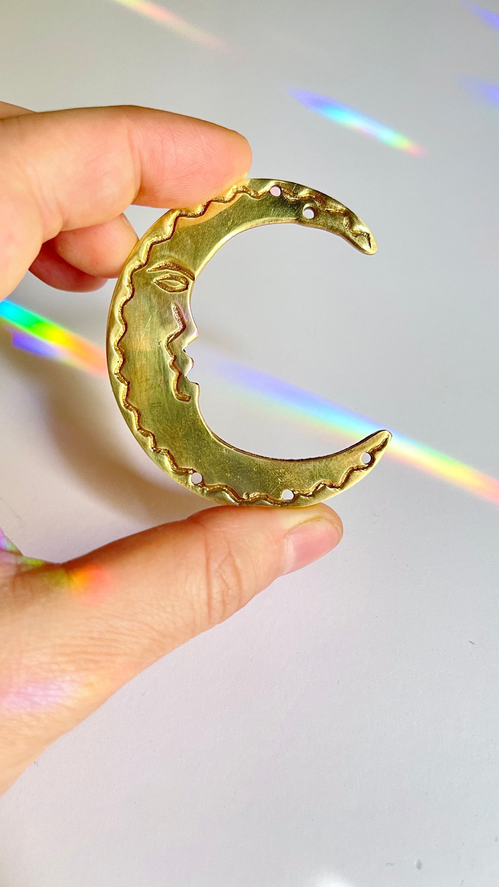 Brass Moon Mini Suncatcher Frame 2-inch 62mm Pre-drilled With - Etsy