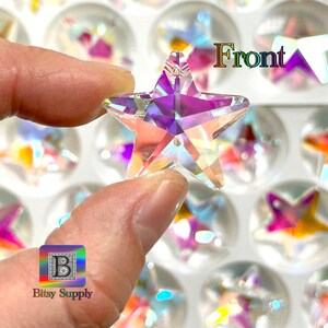 28mm AB Star Crystal Pendant | AB Aura Coated | 1-hole Glass Prism ...