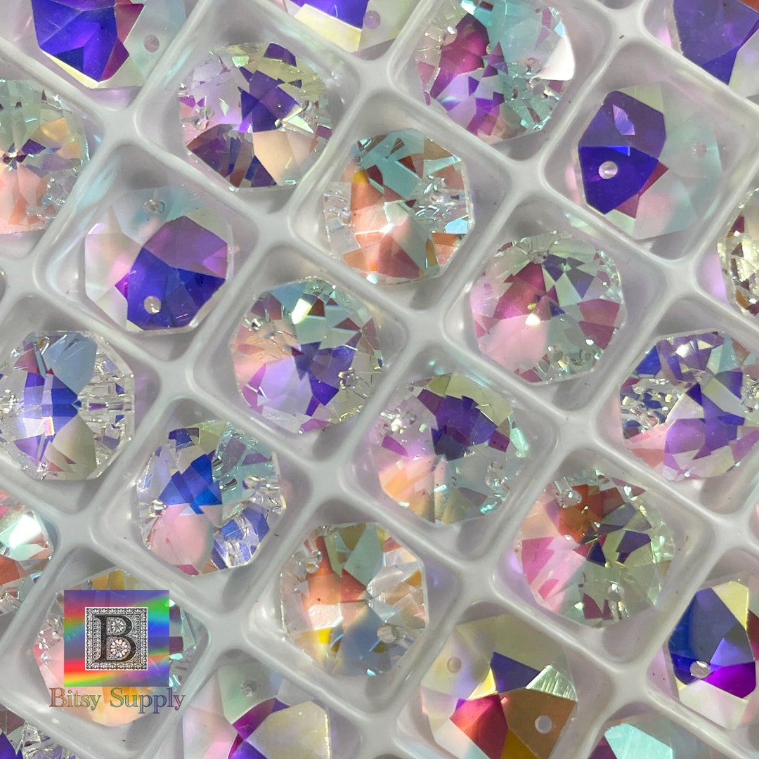 16mm Octagon Prism for Suncatcher 2-hole Aura Small Crystal Octagon AB ...