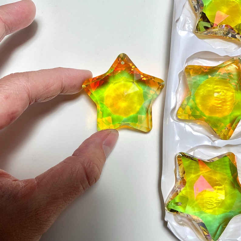 New Colors! 50mm Clear or Yellow Star Crystal Pendant, 2 Inch 1-hole ...