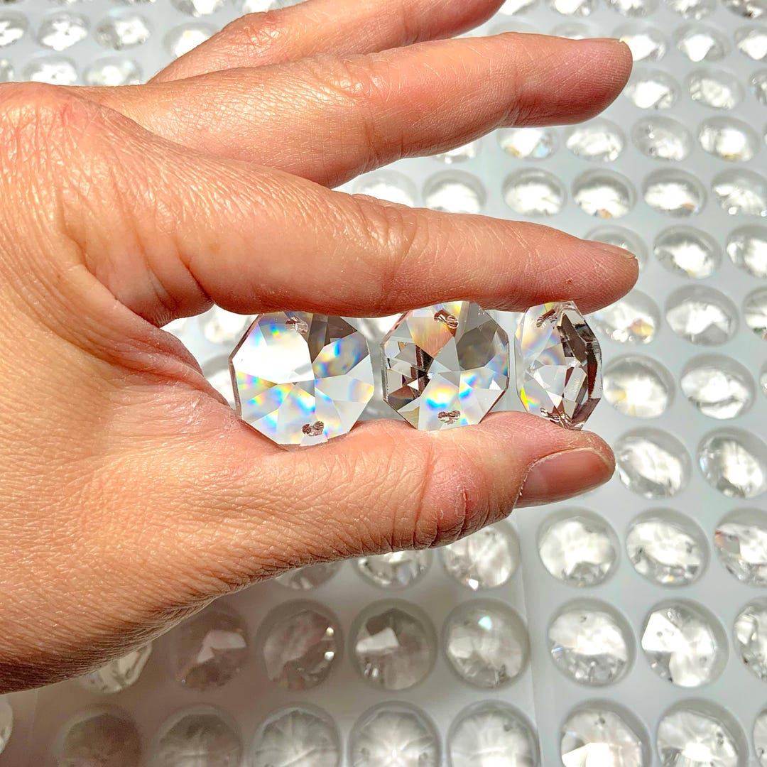 20mm Clear Octagon Prism for Suncatcher, 2-hole Large Crystal Octagon ...