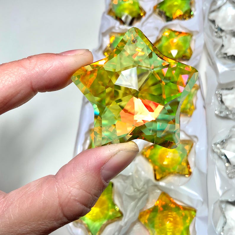 New Colors! 50mm Clear or Yellow Star Crystal Pendant, 2 Inch 1-hole ...