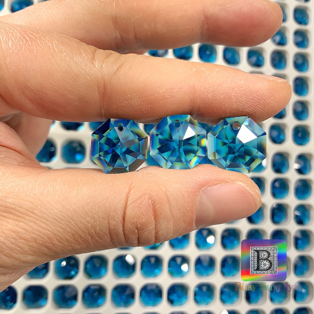 14mm Fancy Octagon 1-hole Indicolite Crystals for Suncatchers Dark Teal ...