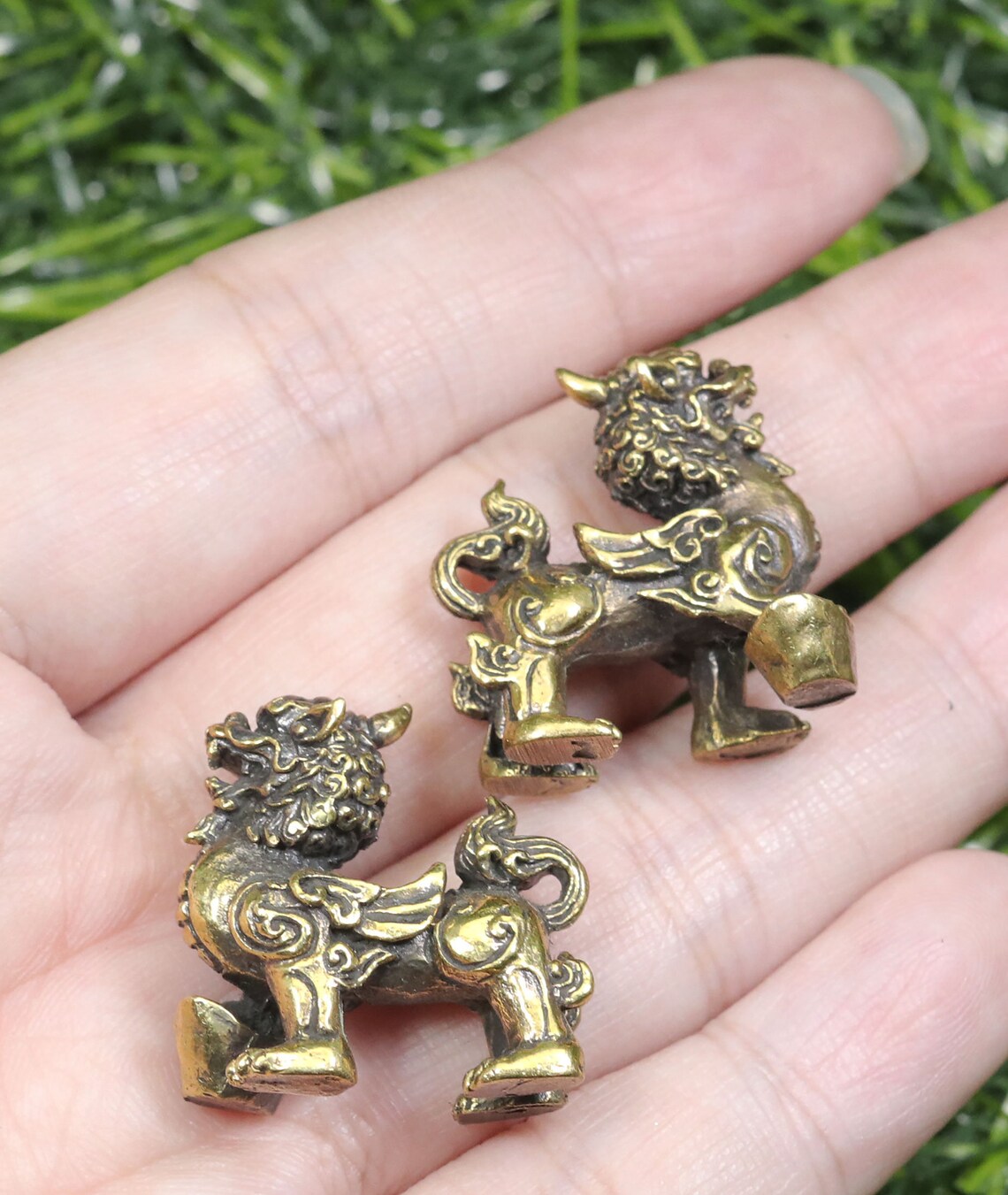 2 Pcs Pixiu Statue Brass Pixiu Mini Pixiu Thai Amulet - Etsy