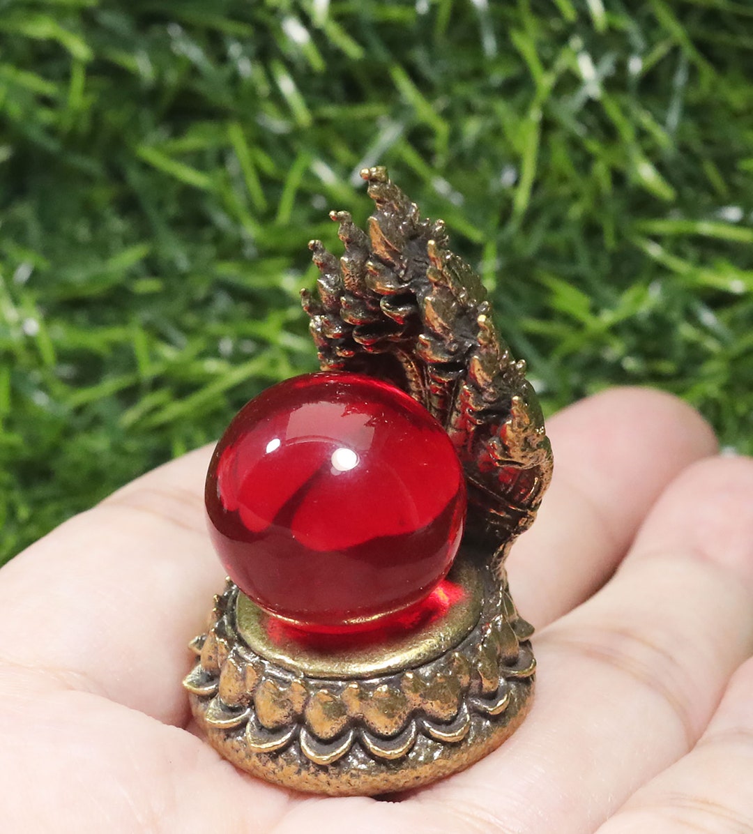 Brass Phaya Nak Amulet: Thai Naga Serpent Talisman With Naga Eye - Etsy