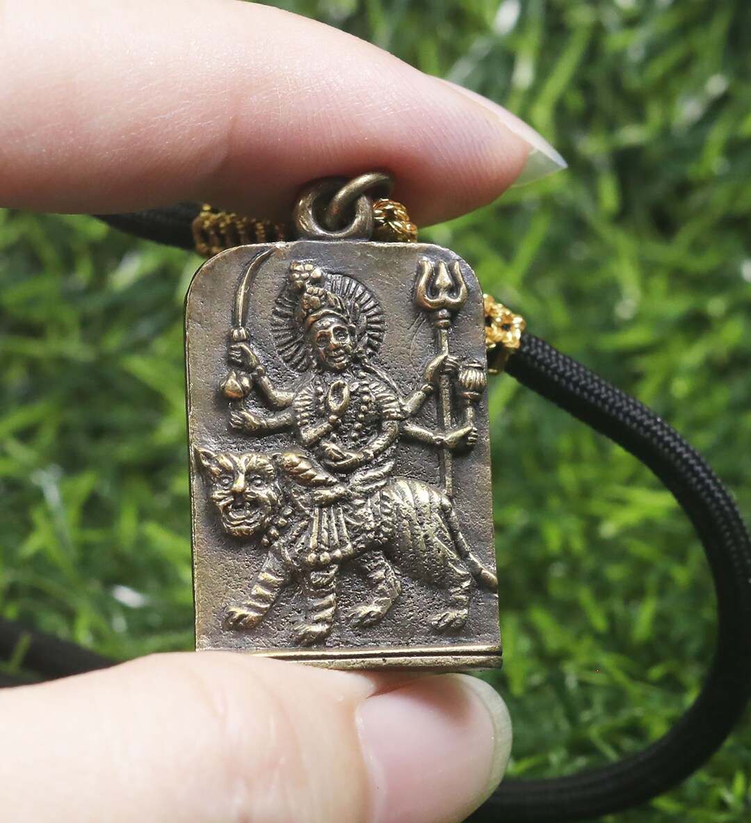 Brass Durga Pendant Necklace: Hindu Goddess Kali, Mahakali - Etsy