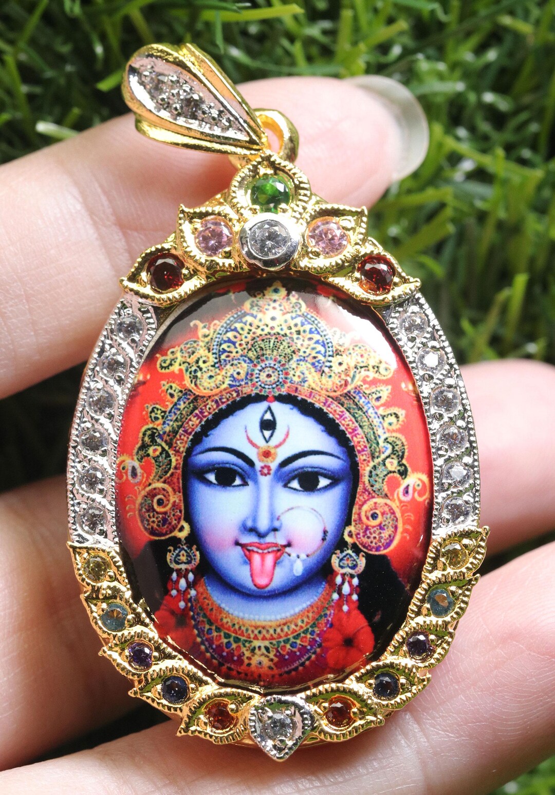 Maa Durga Brass Locket: Hindu Amulet Pendant Jewelry - Etsy