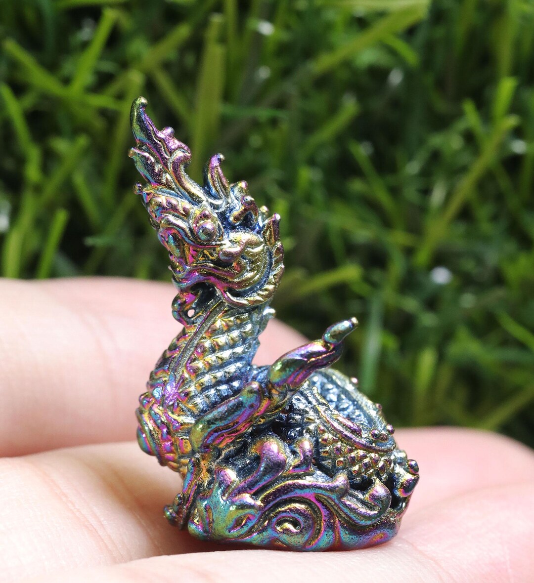 2 Pcs, Naga Statue, Brass Naga, Mini Naga, Dragon Brass, Thai Amulet ...