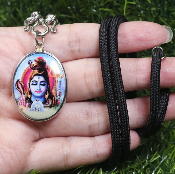 Shiva Locket: Stainless Steel Hindu God Pendant - Gem