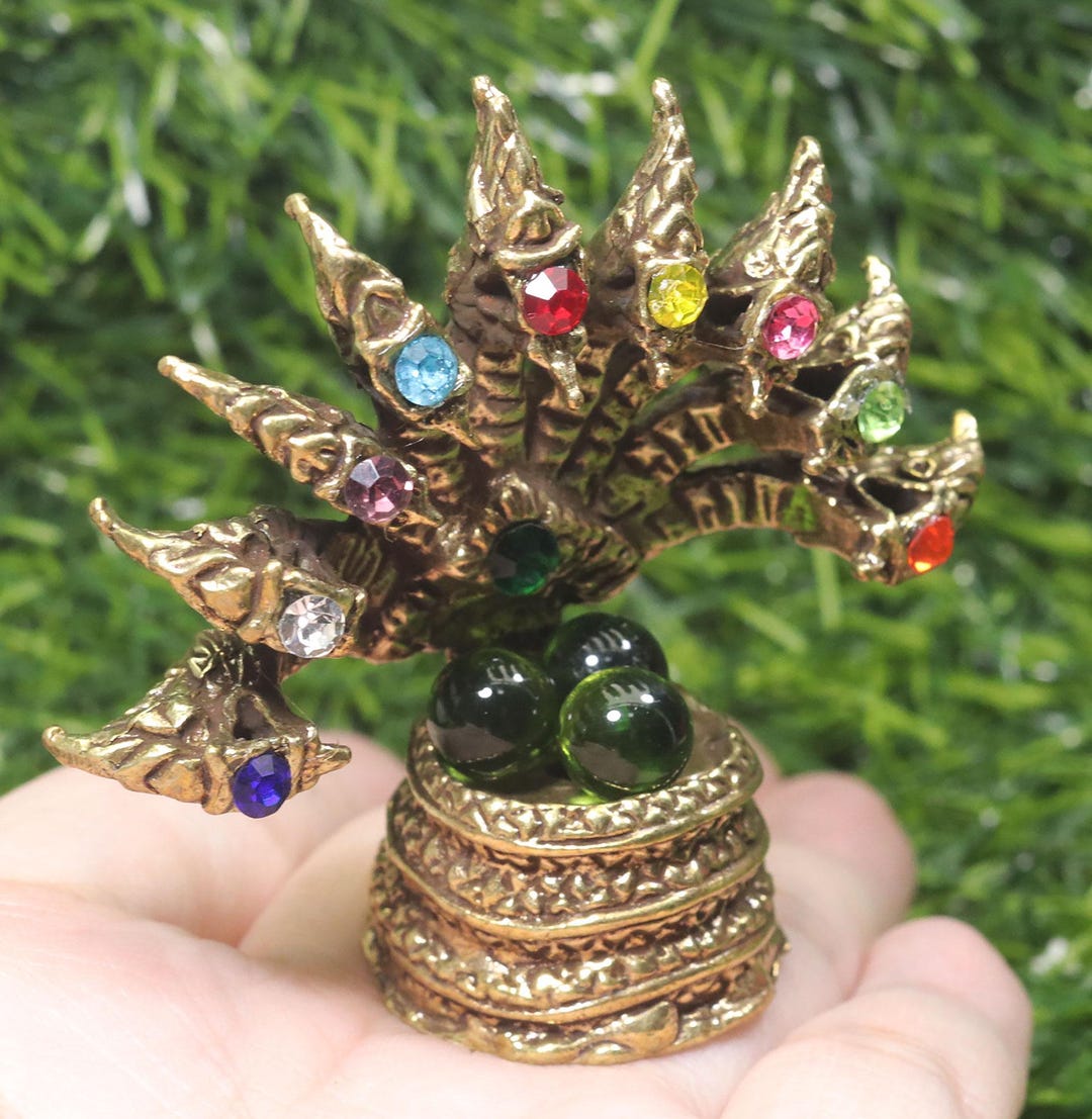 Brass Phaya Nak Amulet: 9-headed Thai Serpent Talisman - Etsy