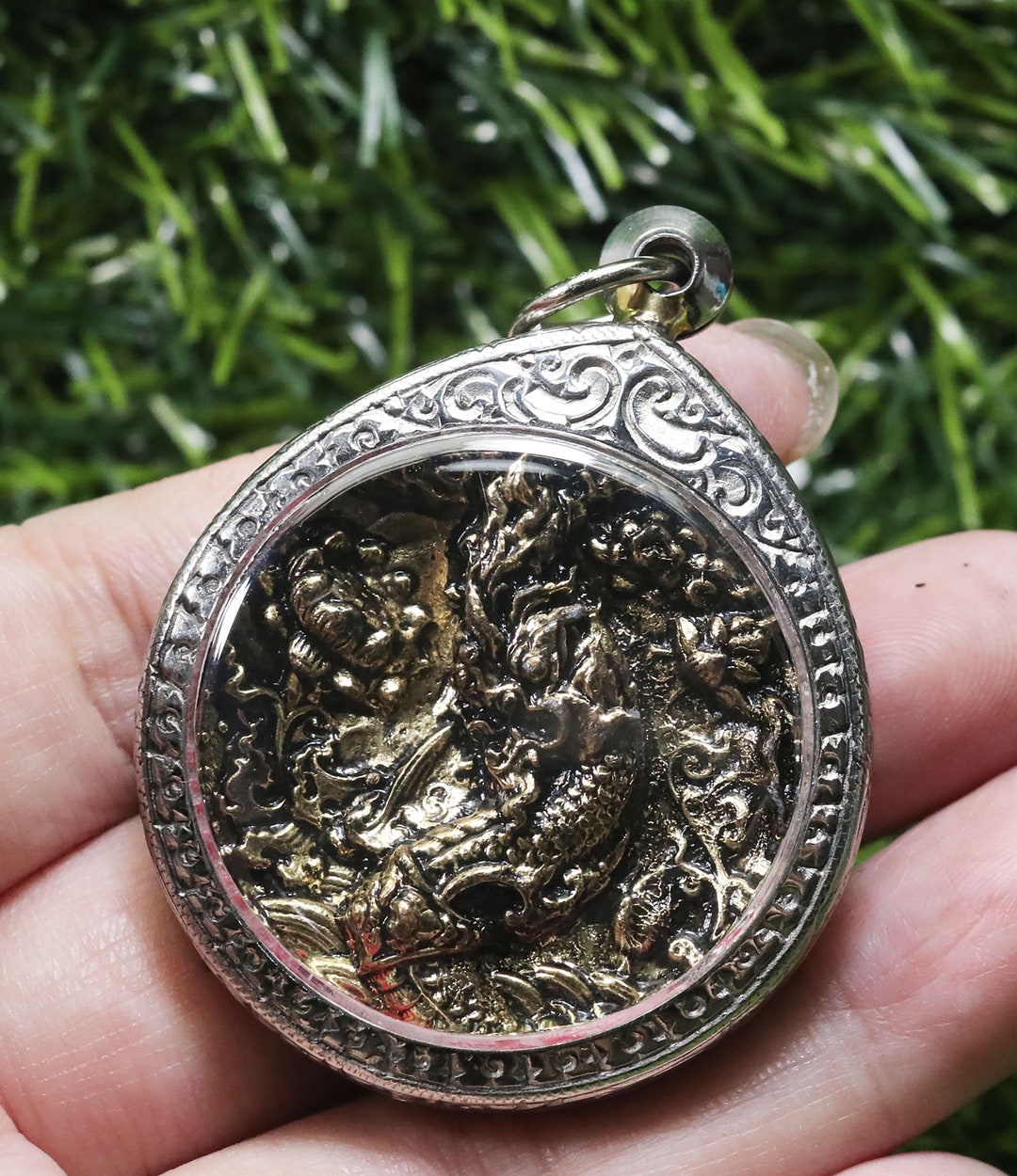 Thai Amulet Naga Pendant, Necklace and Pendant, Serpent, Brass Pendant ...