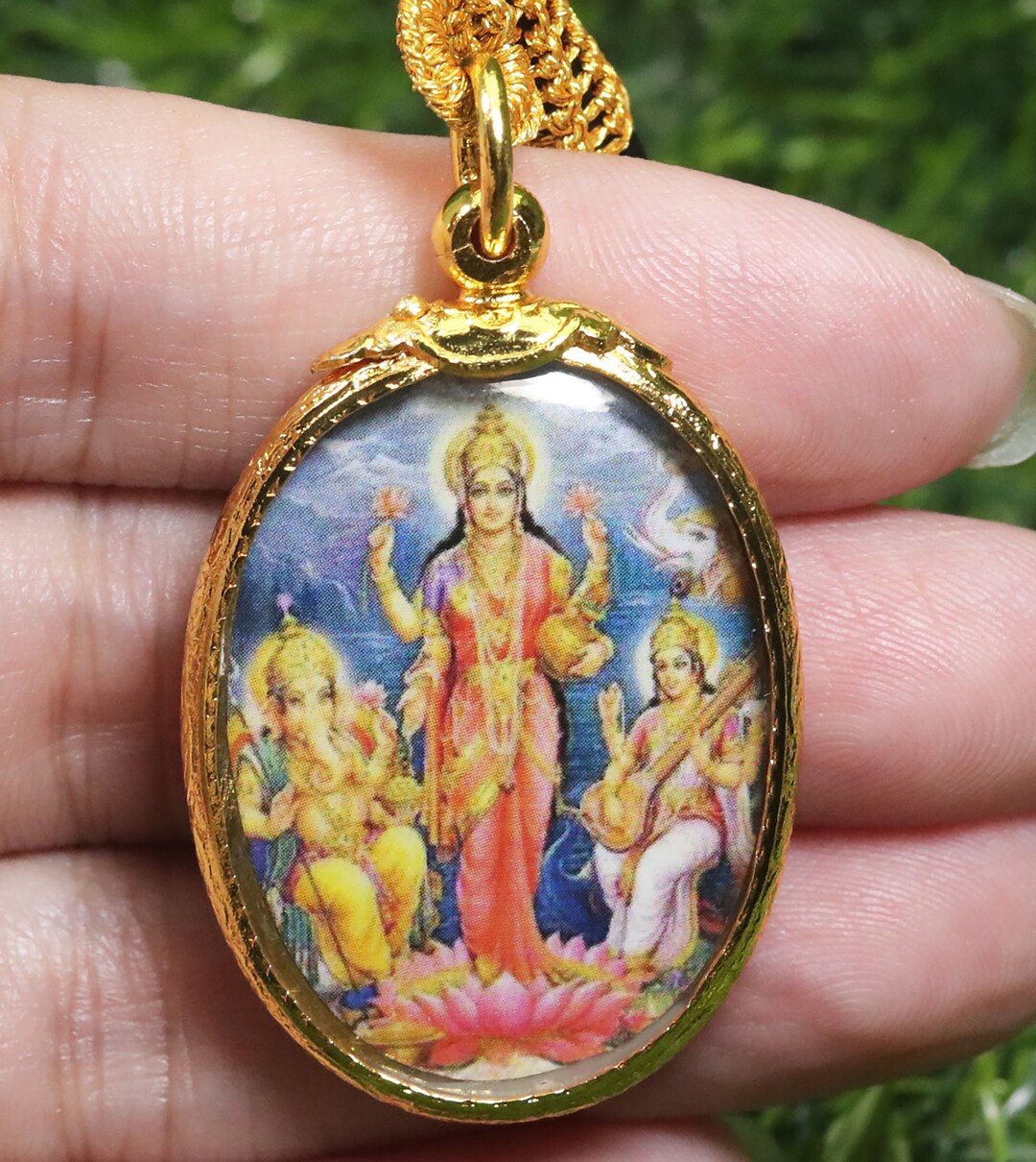 Goddess Lakshmi Pendant: Hindu Talisman Locket, Maa Durga, Ohm - Etsy