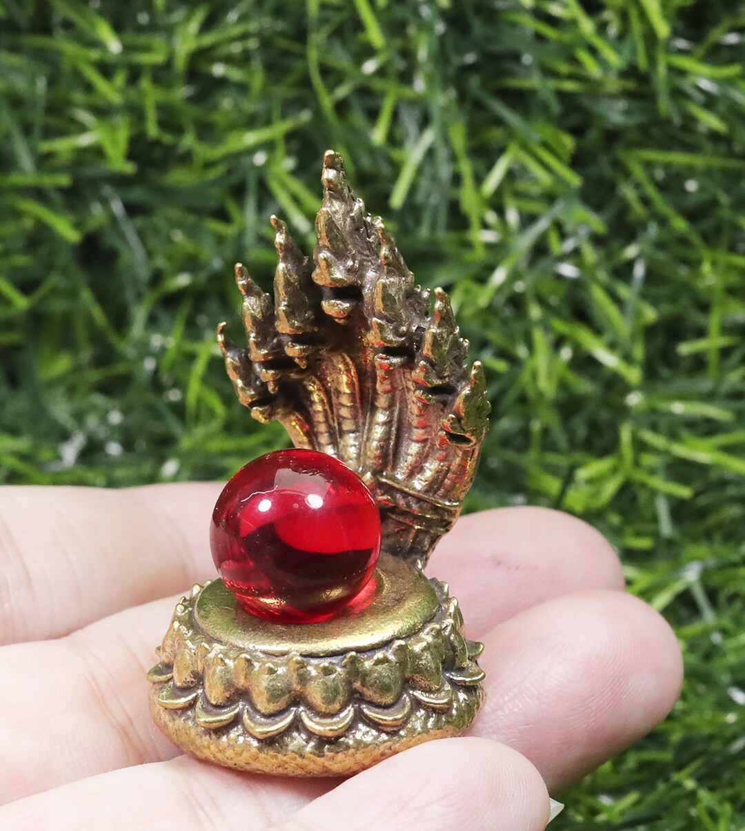 Brass Phaya Nak Amulet: 7-headed Thai Serpent Talisman - Etsy