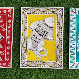 Buy Any 3 Madhubani Monochrome Painting Madhubani - Etsy