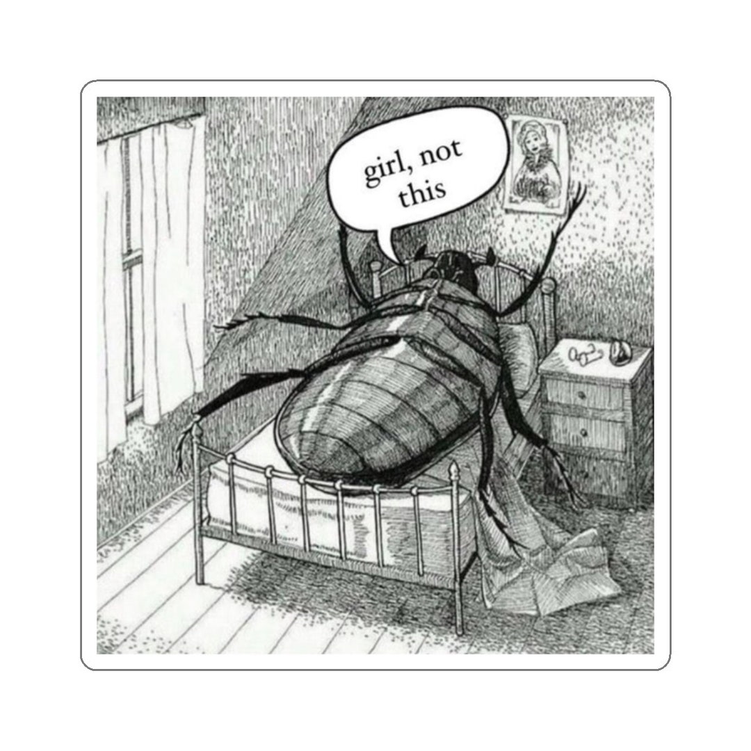 Franz Kafka Roach Sticker Mockup Display Girl Not This Sticker Album - Etsy