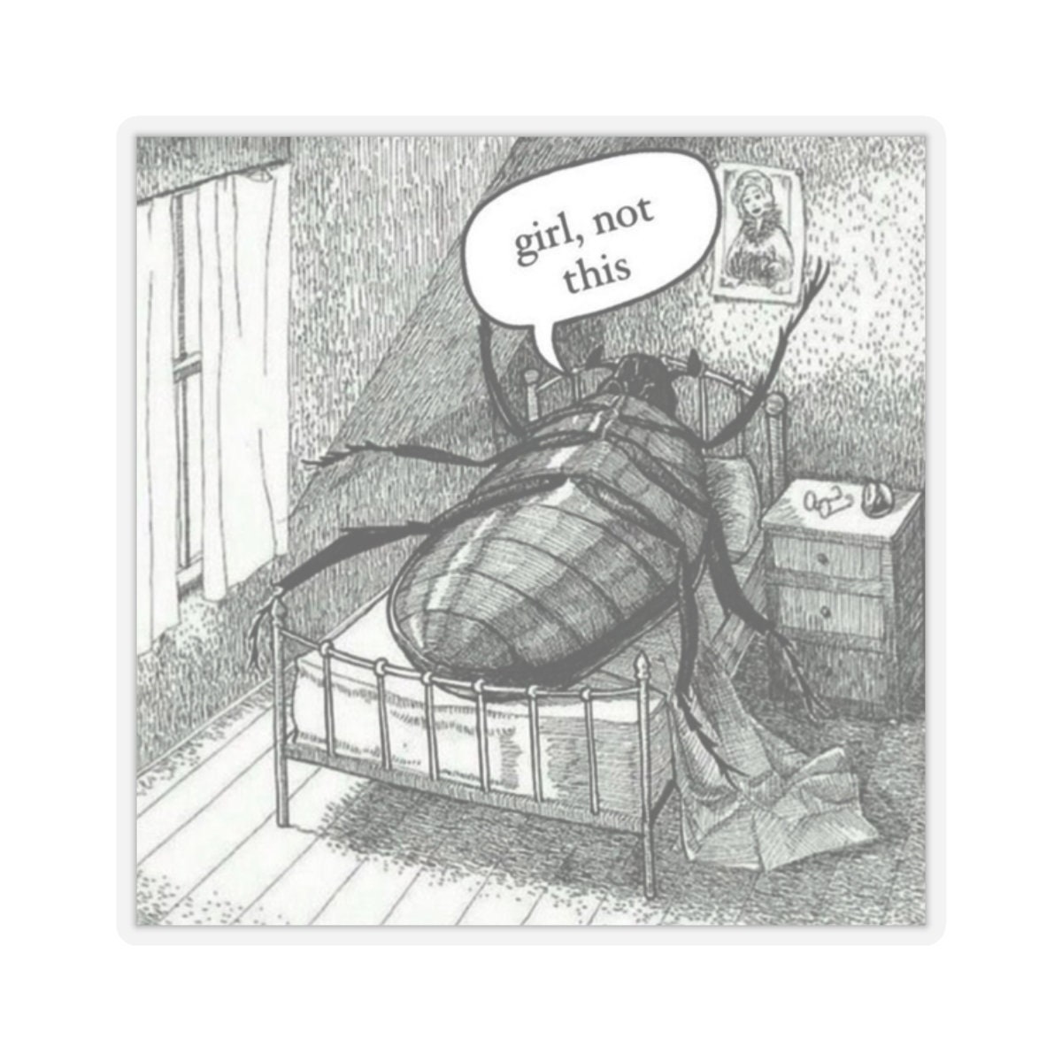 Franz Kafka Roach Sticker Mockup Display Girl Not This Sticker Album - Etsy