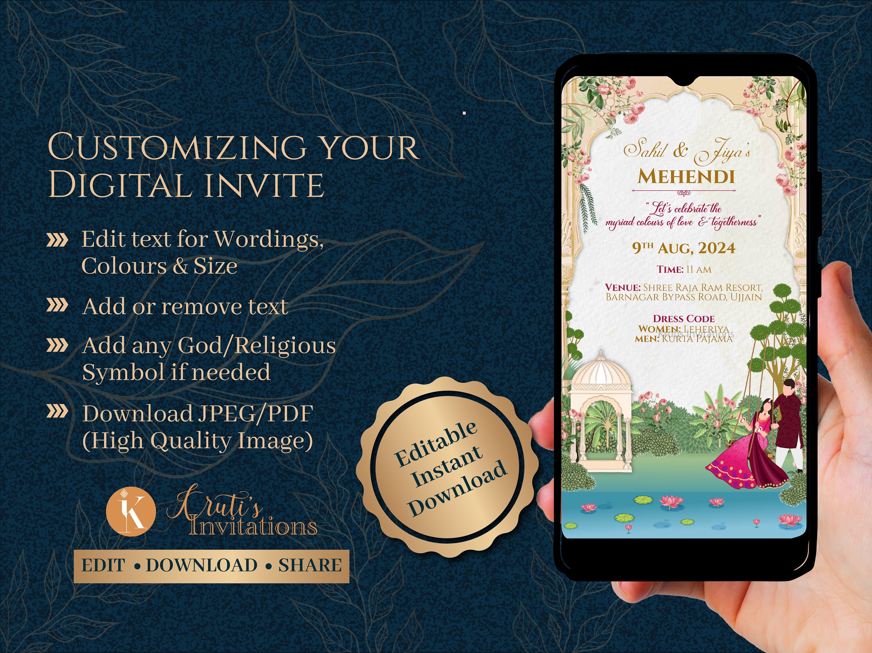 Mehndi Invitations , Mehendi Invitation Digital Mehndi Invite, Digital ...