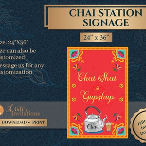 Indian Chai Station Sign: Mehndi & Haldi Decor (ready to Print Download ...