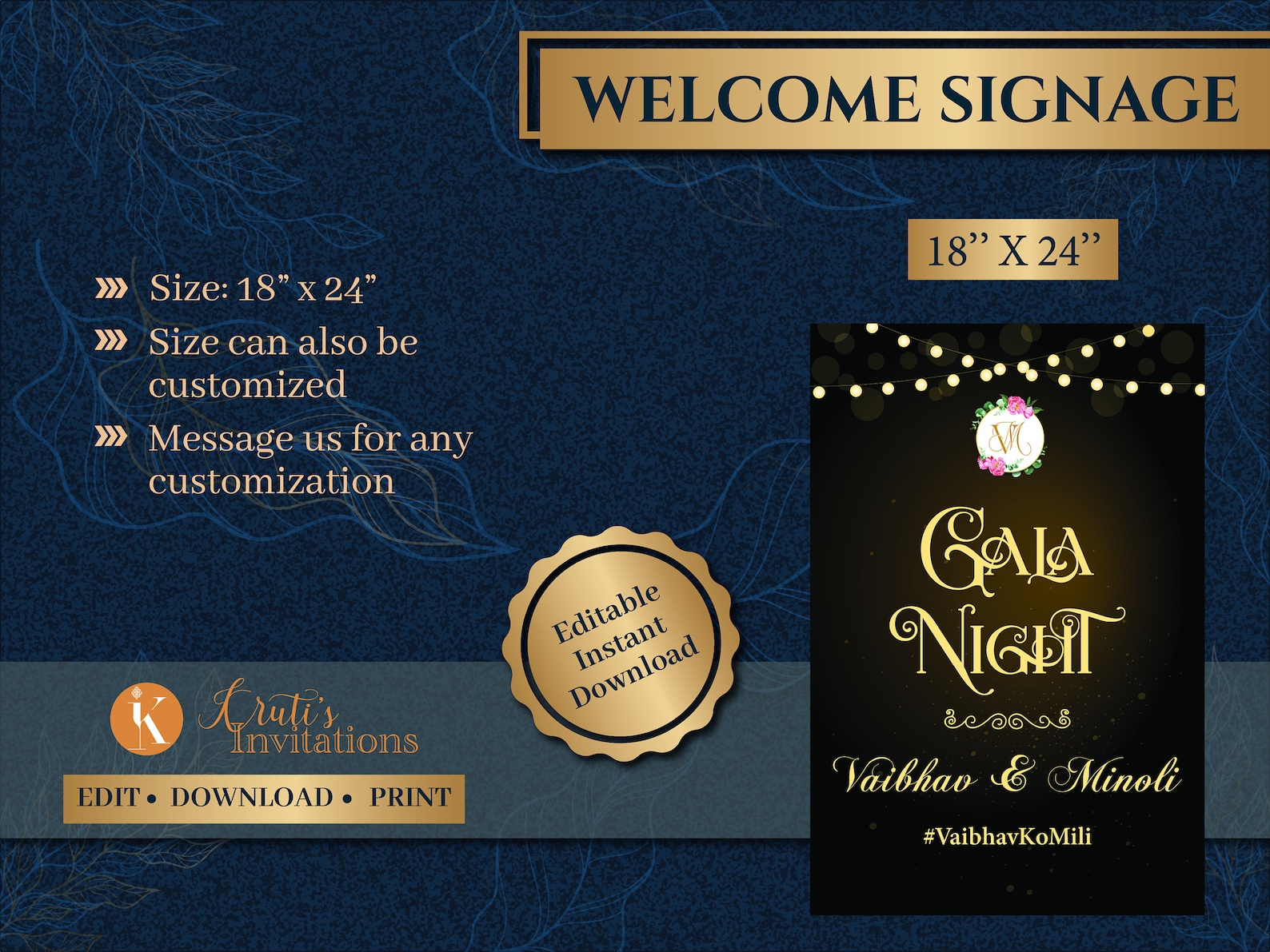 Gala Night Welcome Signage , Sangeet Welcome Sign , Welcome Signage ...